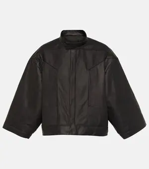 Rick Owens Cropped Leather Jacket - Black
