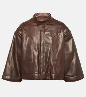 Rick Owens Cropped Leather Jacket - Brown