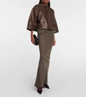 Rick Owens Cropped Leather Jacket - Brown