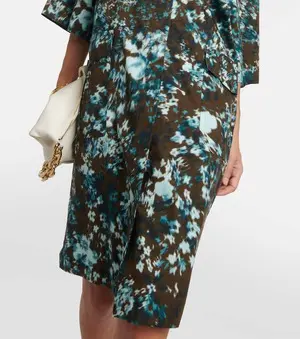 Dries Van Noten Khaki" Floral Cotton Poplin Shirt Dress