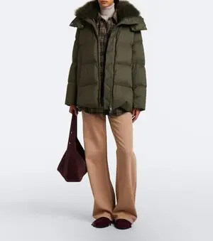 YVES SALOMON Shearling-trimmed Down Jacket - Green