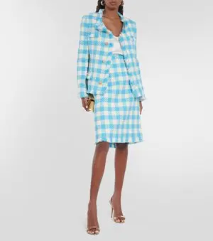 Oscar De La Renta Checked Midi Skirt