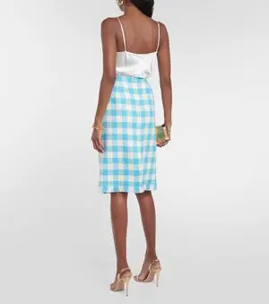 Oscar De La Renta Checked Midi Skirt