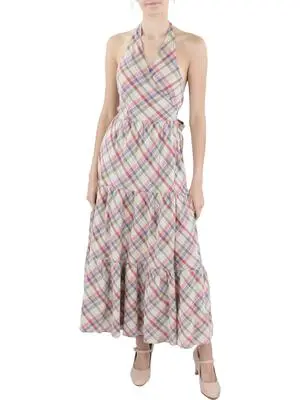 Ralph Lauren Womens Plaid Maxi Wrap Dress - Multi