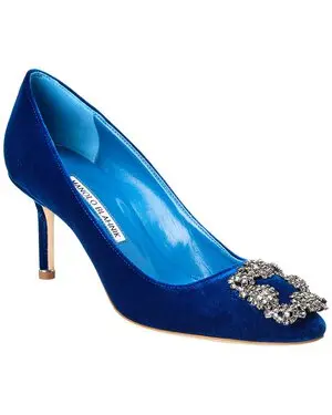 Manolo Blahnik Hangisi 70 Velvet Pump - Blue