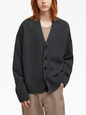 AMI Paris V-neck Elbow Patches Cardigan