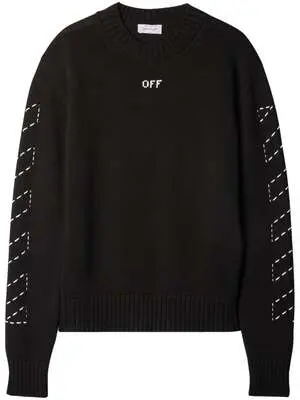 Off-White Arrows-embroidery Crew-neck Jumper - Black