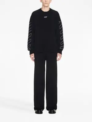 Off-White Arrows-embroidery Crew-neck Jumper - Black