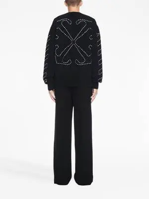Off-White Arrows-embroidery Crew-neck Jumper - Black