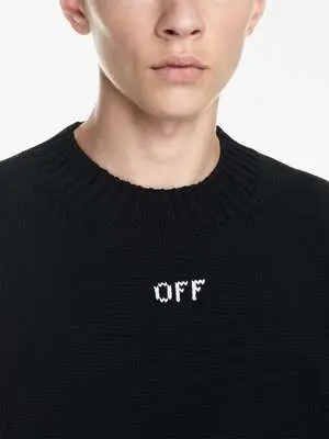 Off-White Arrows-embroidery Crew-neck Jumper - Black