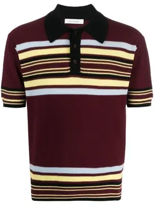WALES BONNER Wander Striped Wool Polo Shirt