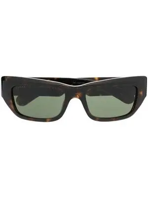 Gucci Side Logo-plaque Detail Sunglasses - Brown