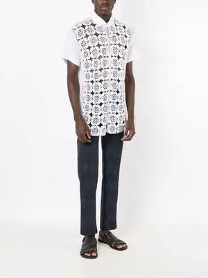 AMIR SLAMA Crochet-panel Short-sleeved Shirt