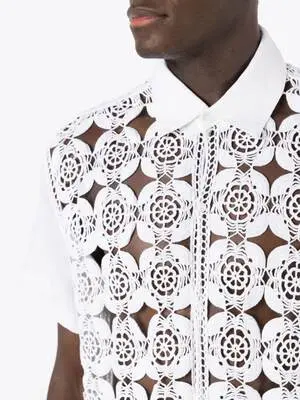 AMIR SLAMA Crochet-panel Short-sleeved Shirt