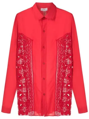 AMIR SLAMA Crochet-panel Long-sleeved Shirt
