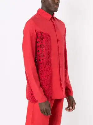 AMIR SLAMA Crochet-panel Long-sleeved Shirt