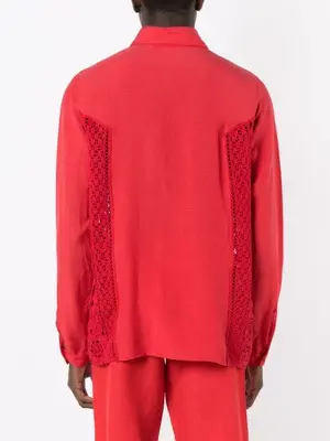 AMIR SLAMA Crochet-panel Long-sleeved Shirt