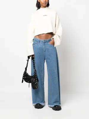 HALFBOY Logo-embroidered Cropped Sweatshirt