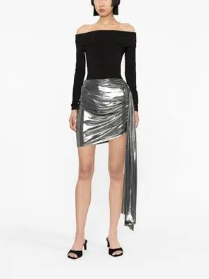 Magda Butrym Asymmetric Mini Skirt - Silver