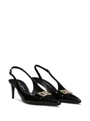 Dolce & Gabbana 60mm Logo-plaque Slingback Pumps - Black