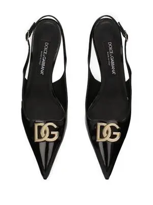 Dolce & Gabbana 60mm Logo-plaque Slingback Pumps - Black