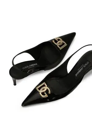Dolce & Gabbana 60mm Logo-plaque Slingback Pumps - Black