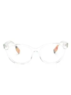 Burberry Logo-plaque Cat-eye Glasses - White