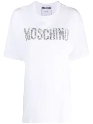 Moschino Crystal Logo Cotton T-shirt - White