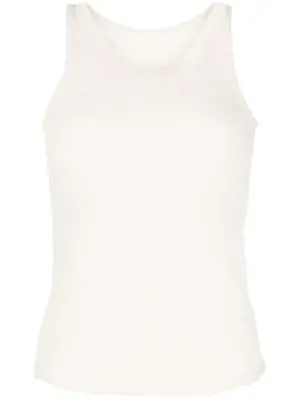 LOW CLASSIC Sleeveless Knitted Fleece Top - White
