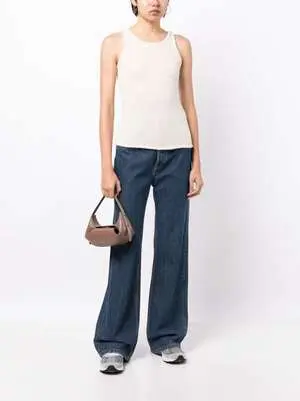 LOW CLASSIC Sleeveless Knitted Fleece Top - White