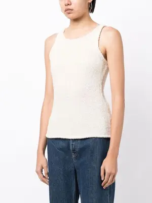 LOW CLASSIC Sleeveless Knitted Fleece Top - White