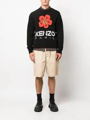 Kenzo Boke Flower-motif Wool Jumper - Black