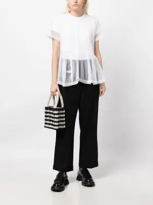 Comme Des Garçons Ruffle-hem Mesh T-shirt