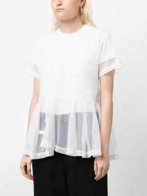 Comme Des Garçons Ruffle-hem Mesh T-shirt