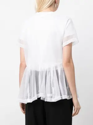 Comme Des Garçons Ruffle-hem Mesh T-shirt