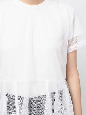 Comme Des Garçons Ruffle-hem Mesh T-shirt