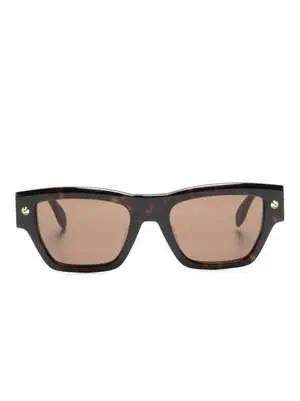 Alexander McQueen Rivet-detail Square-frame Sunglasses - Brown