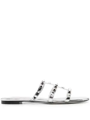 Valentino Garavani Rockstud-embellished Metallic Leather Sandals