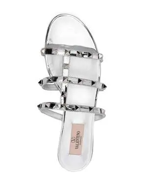 Valentino Garavani Rockstud-embellished Metallic Leather Sandals