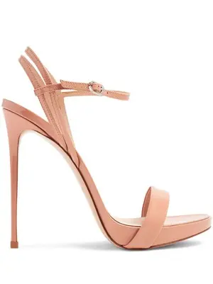 LE SILLA Gwen 120mm Patent-finish Sandals - Neutrals