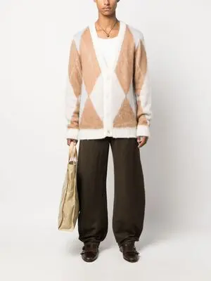 FAMILY FIRST Argyle Pattern Cardigan - Neutrals