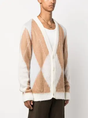 FAMILY FIRST Argyle Pattern Cardigan - Neutrals