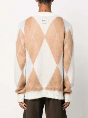 FAMILY FIRST Argyle Pattern Cardigan - Neutrals