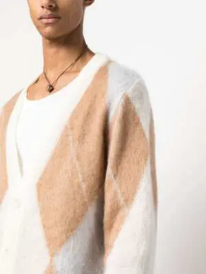 FAMILY FIRST Argyle Pattern Cardigan - Neutrals
