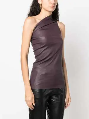 Rick Owens Athena Leather Tank Top - Purple