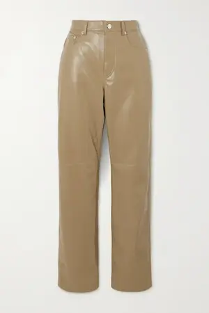 Nanushka Vinni Cropped Straight-leg Pants In Okobor - Green