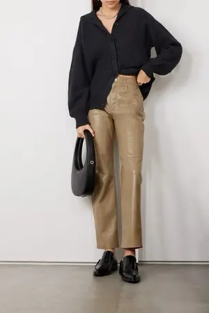 Nanushka Vinni Cropped Straight-leg Pants In Okobor - Green