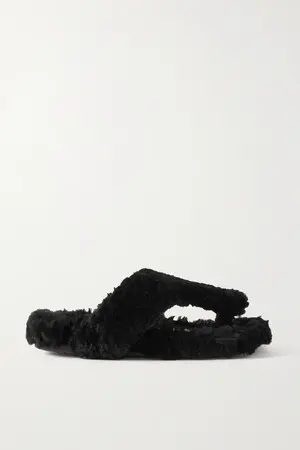 Loewe Shearling Sandals - Black