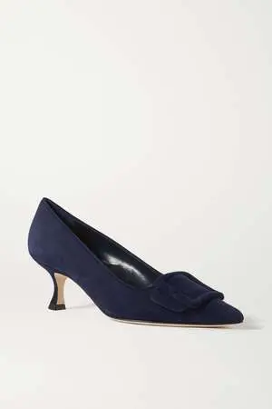 Manolo Blahnik Maysale Suede Pumps - Navy
