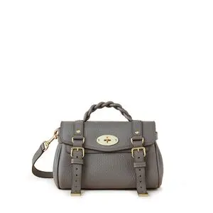 Mulberry Mulberry Mini Alexa Satchel Bag Charcoal Heavy Grain